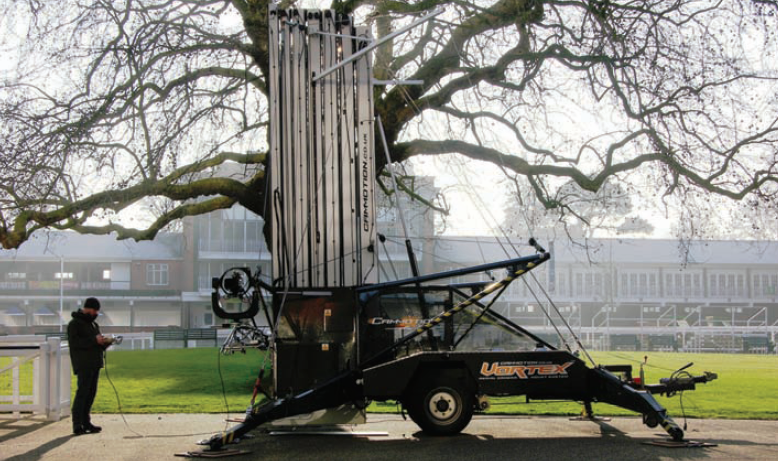 Motion control stabilises camera positioning mast