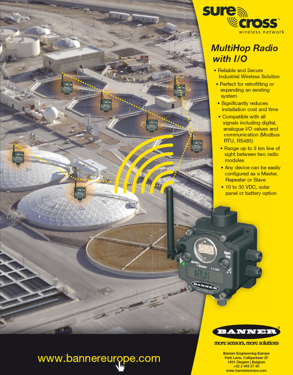 Sure Cross MultiHop Radio with I/O