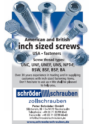 American and British inch sized screws